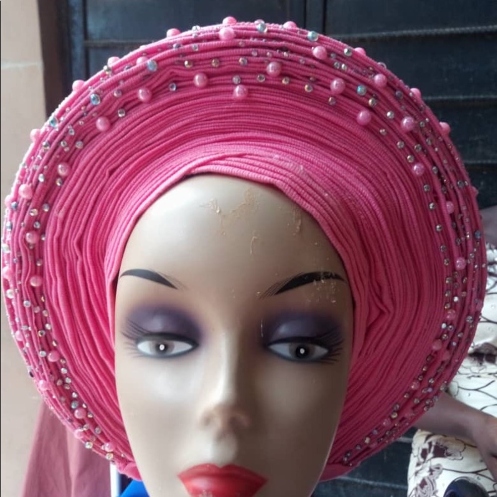 Light Pink Ready Made Gele - Gem